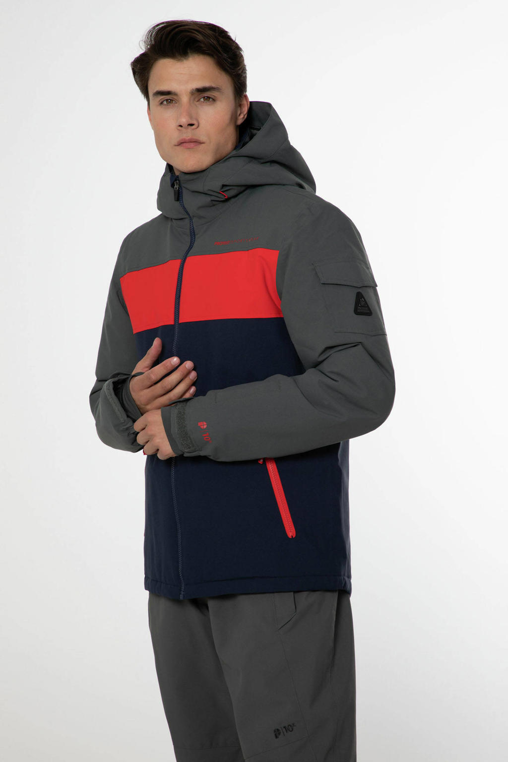 Protest ski-jack Crockery donkerblauw/groen/rood | wehkamp