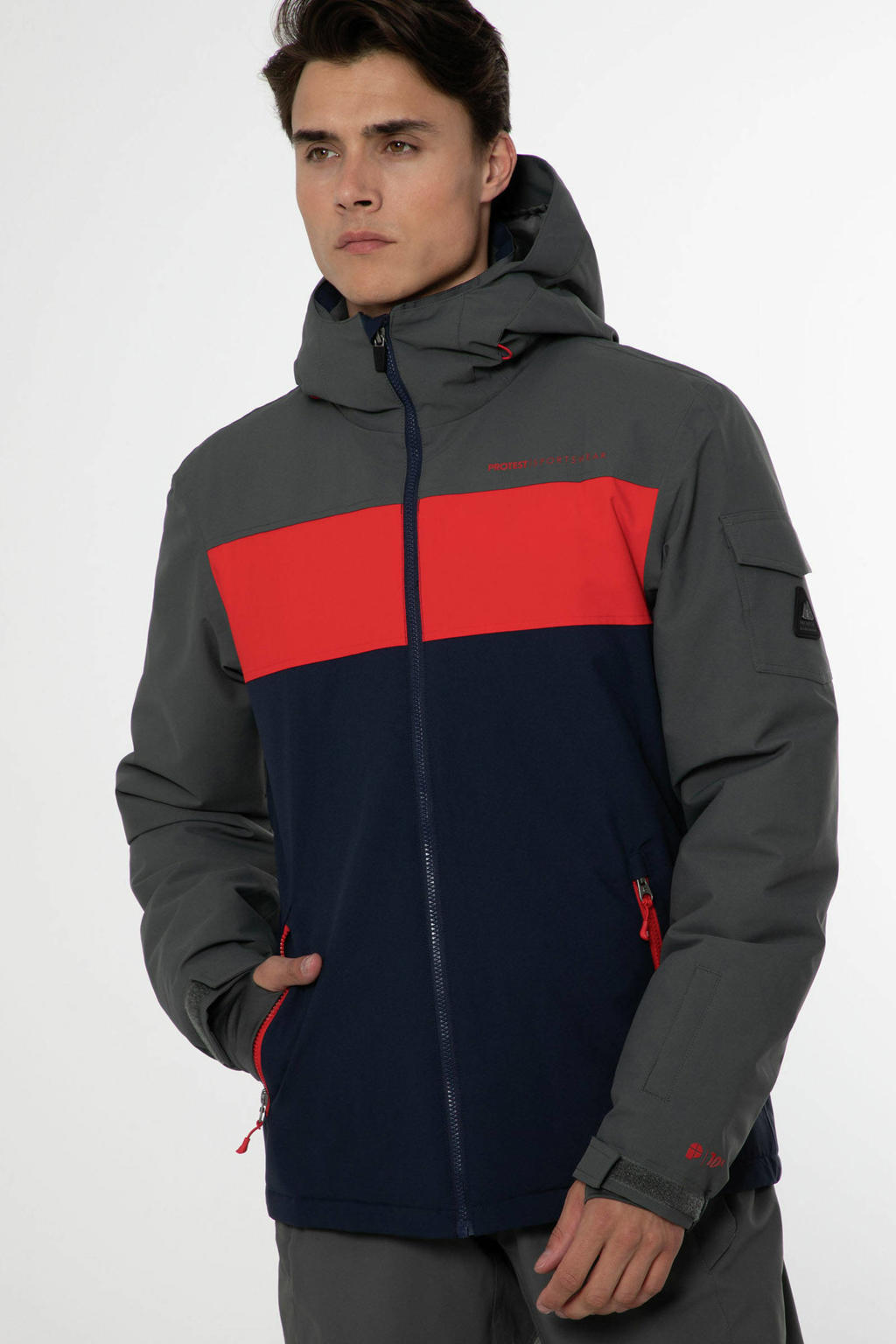 Protest ski-jack Crockery donkerblauw/groen/rood | wehkamp