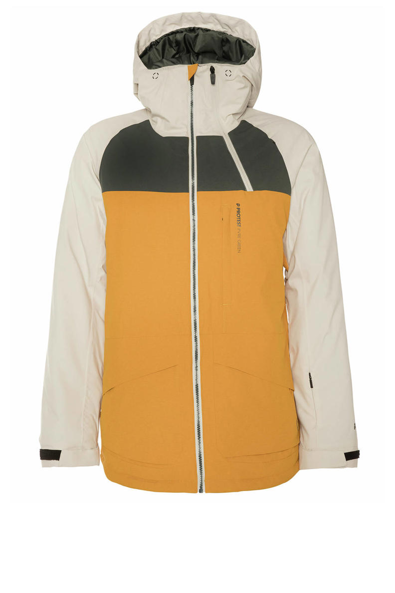 Protest ski-jack Kingstong donkergeel/ecru/donkergrijs | wehkamp