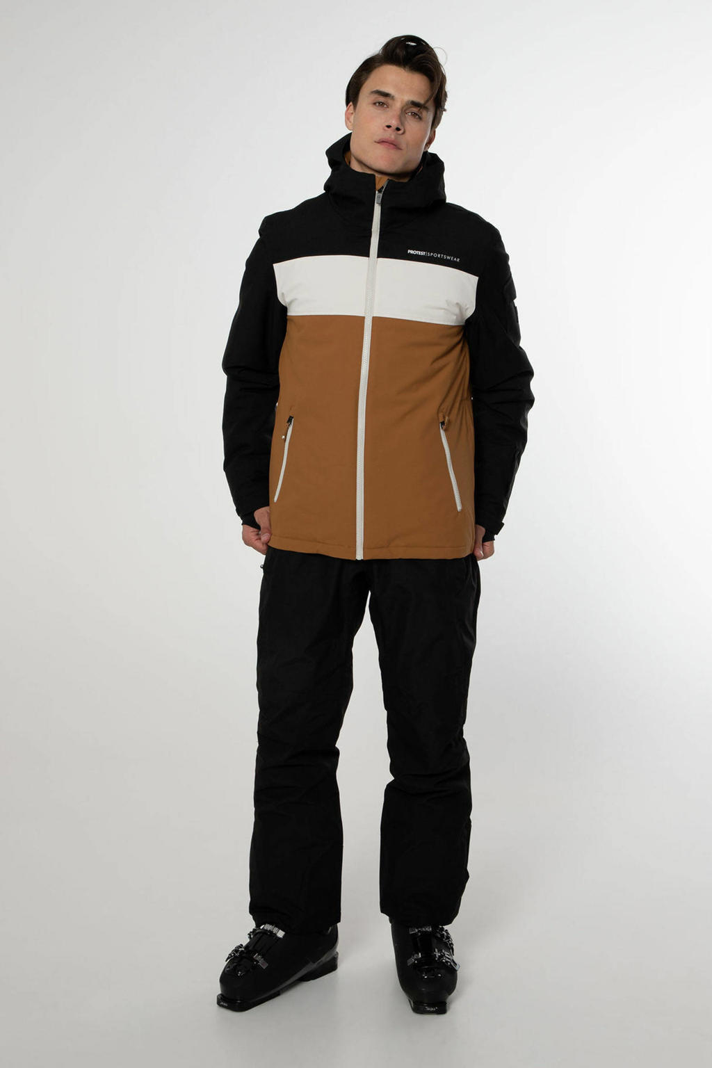 Protest ski-jack Crockery camel/zwart/ecru | wehkamp