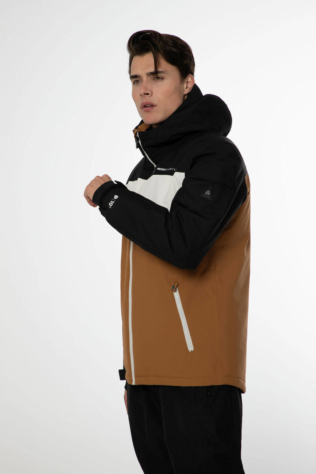 Protest ski-jack Crockery camel/zwart/ecru | wehkamp