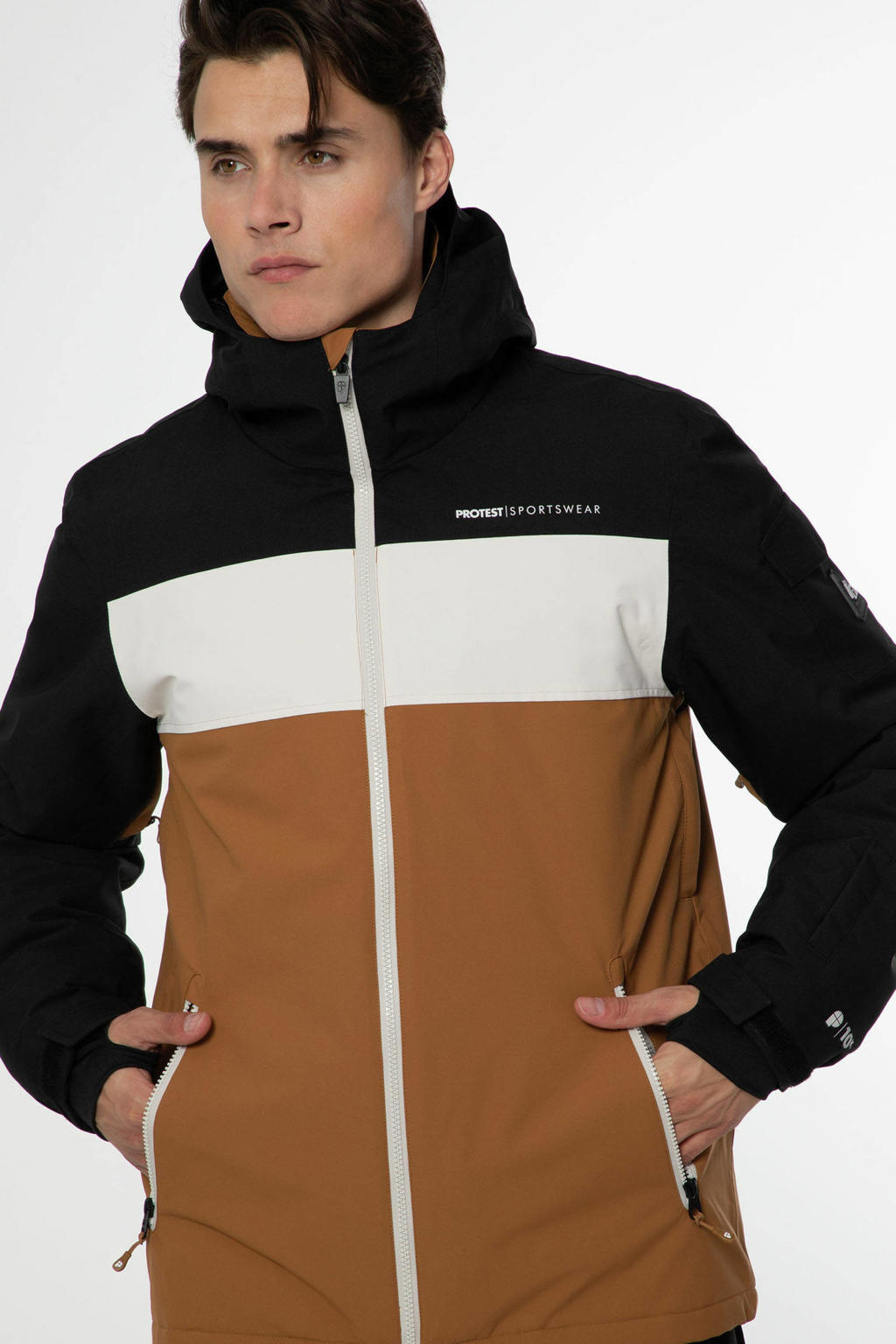 Protest ski-jack Crockery camel/zwart/ecru | wehkamp