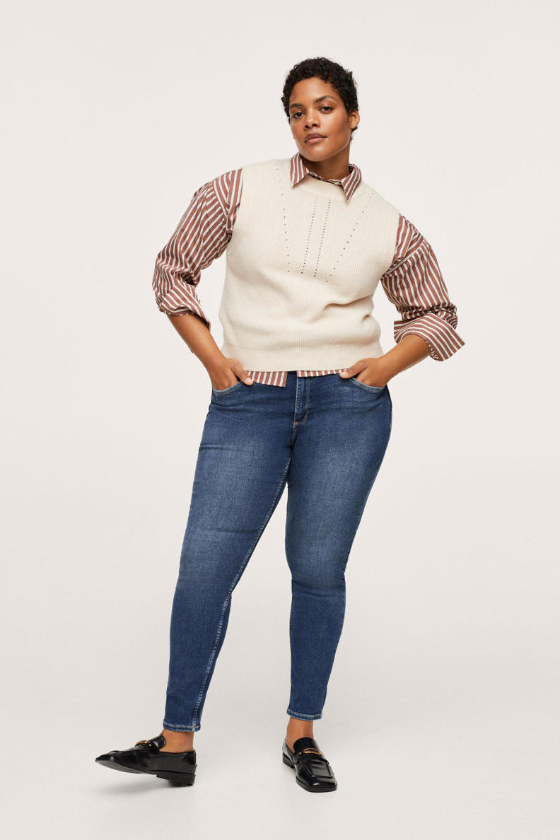 Mango Plus Size skinny jeans dark blue denim | wehkamp