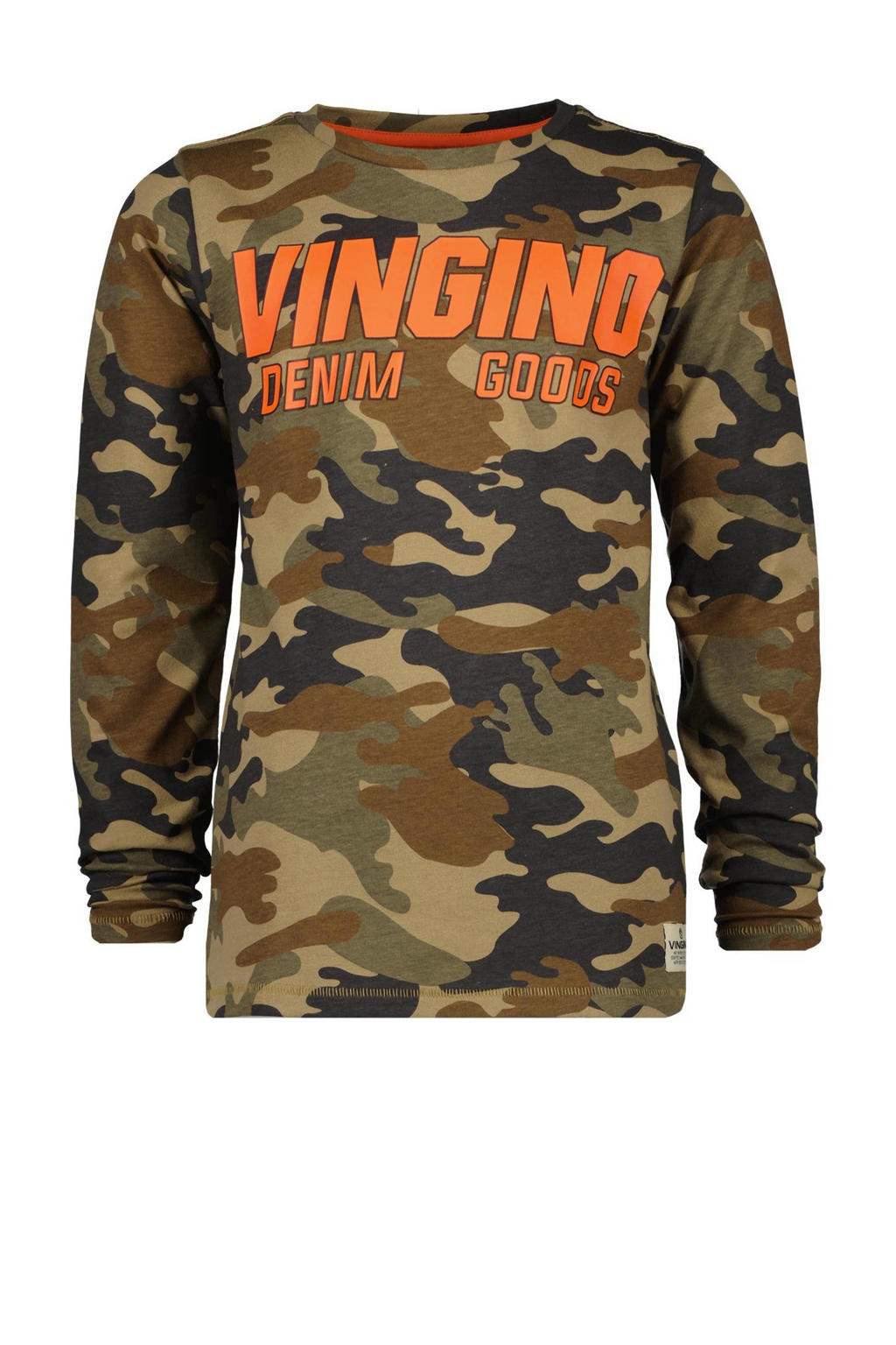 Vingino longsleeve Judson met camouflageprint groen/oranje | wehkamp