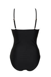 BEACHWAVE corrigerend badpak met mesh details zwart | wehkamp