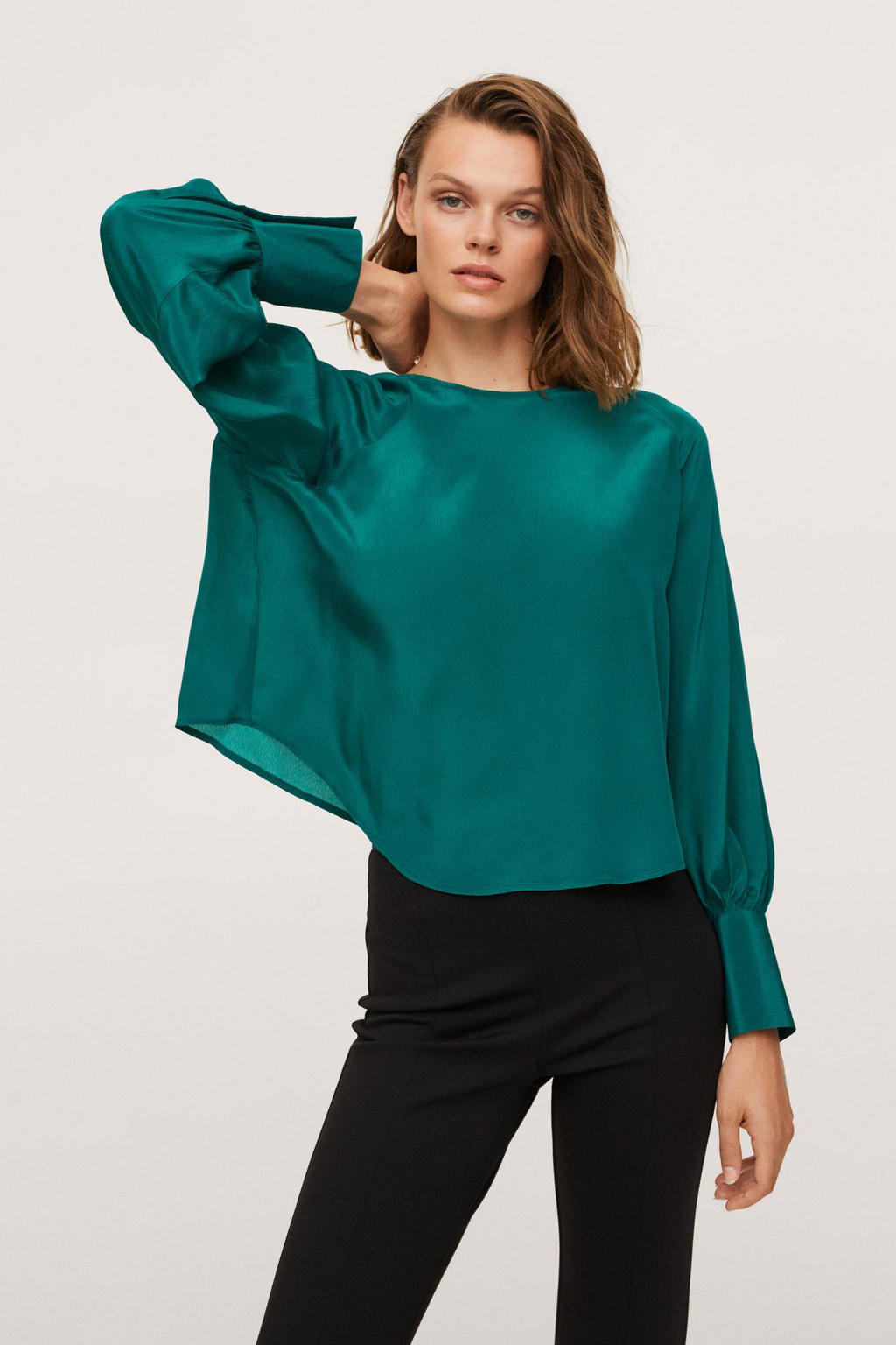 Mango top met all over print en open detail groen | wehkamp