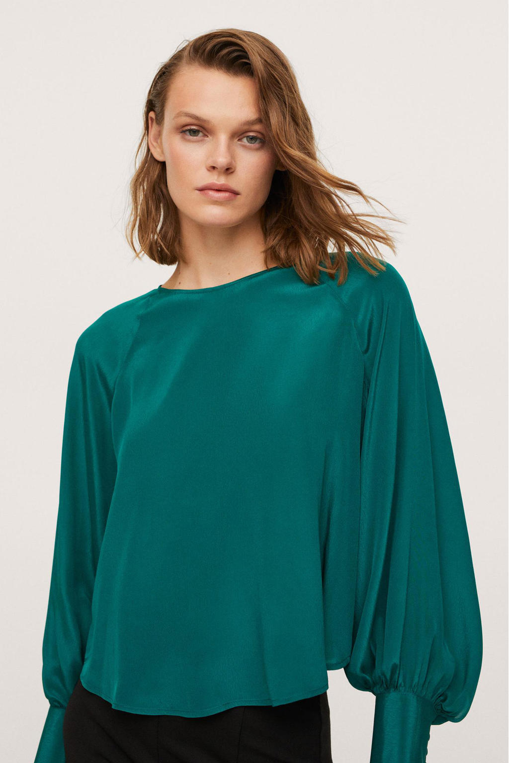 Mango top met all over print en open detail groen | wehkamp