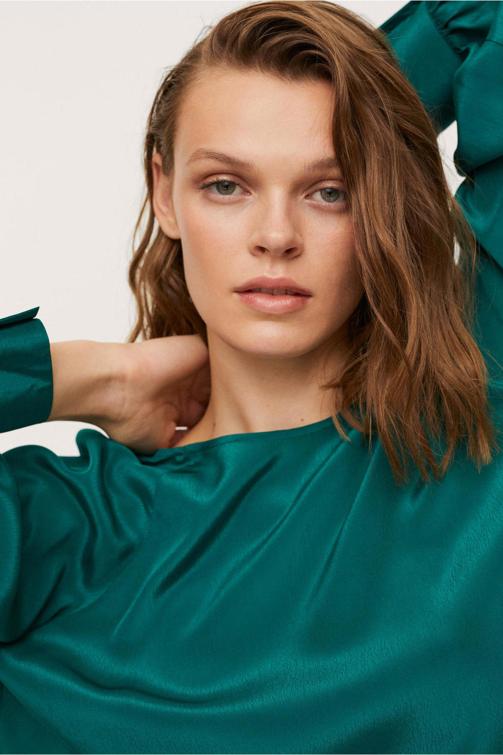 Mango top met all over print en open detail groen | wehkamp