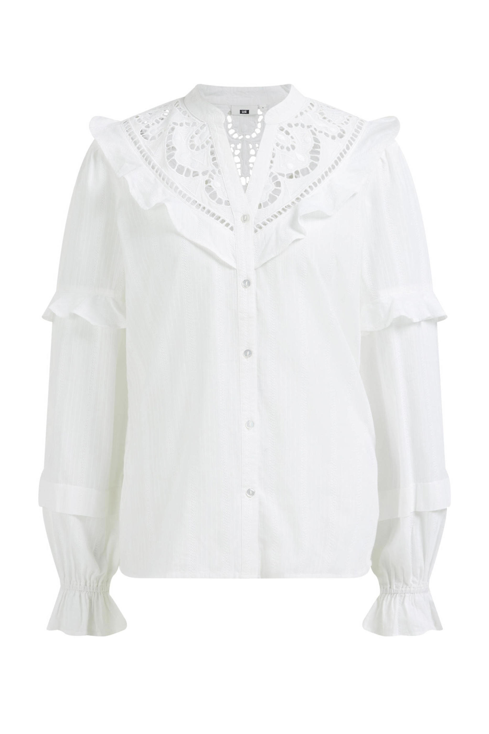 WE Fashion blouse met ruches wit | wehkamp