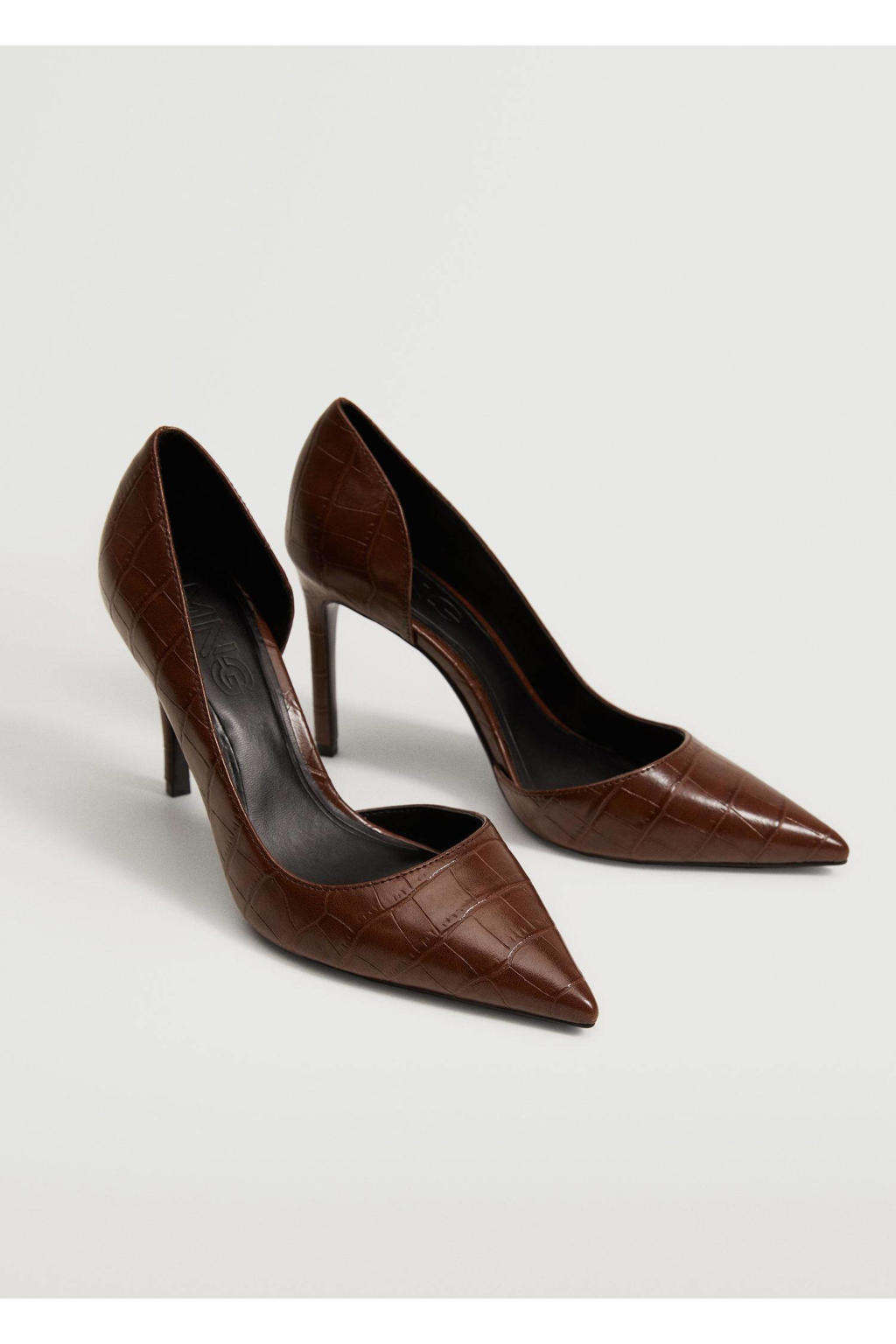 Mango pumps met crocoprint bruin | wehkamp