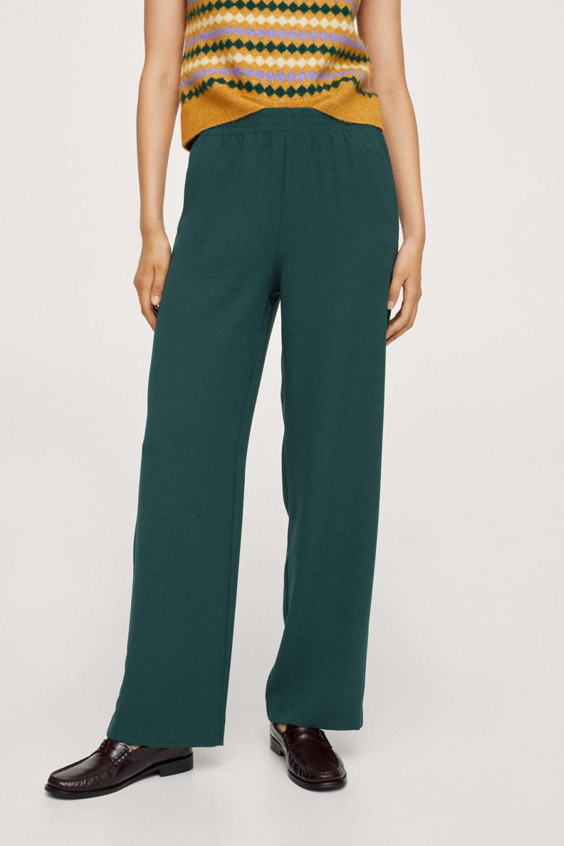 Mango straight fit pantalon groen | wehkamp