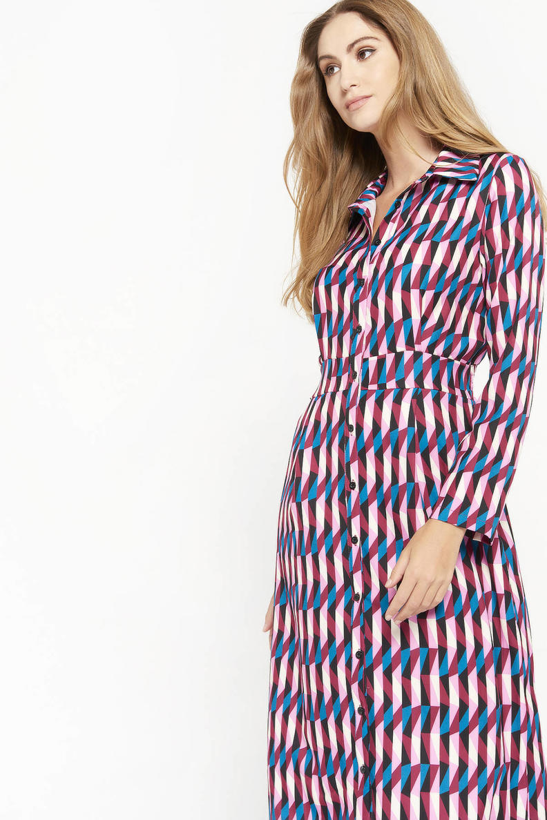 LOLALIZA blousejurk met grafische print roze/blauw | wehkamp