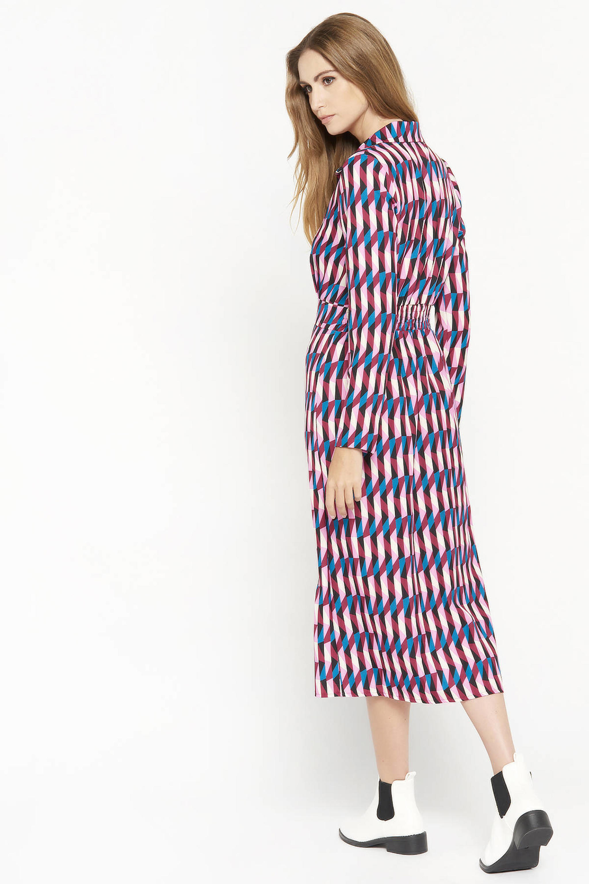 LOLALIZA blousejurk met grafische print roze/blauw | wehkamp