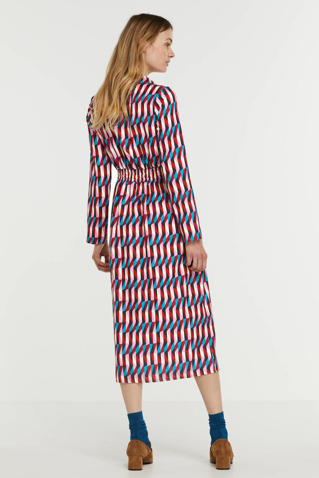 LOLALIZA blousejurk met grafische print roze/blauw | wehkamp