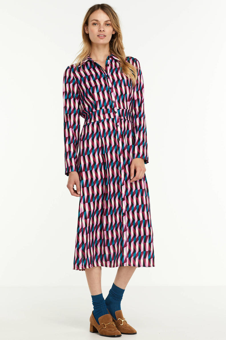 LOLALIZA blousejurk met grafische print roze/blauw | wehkamp