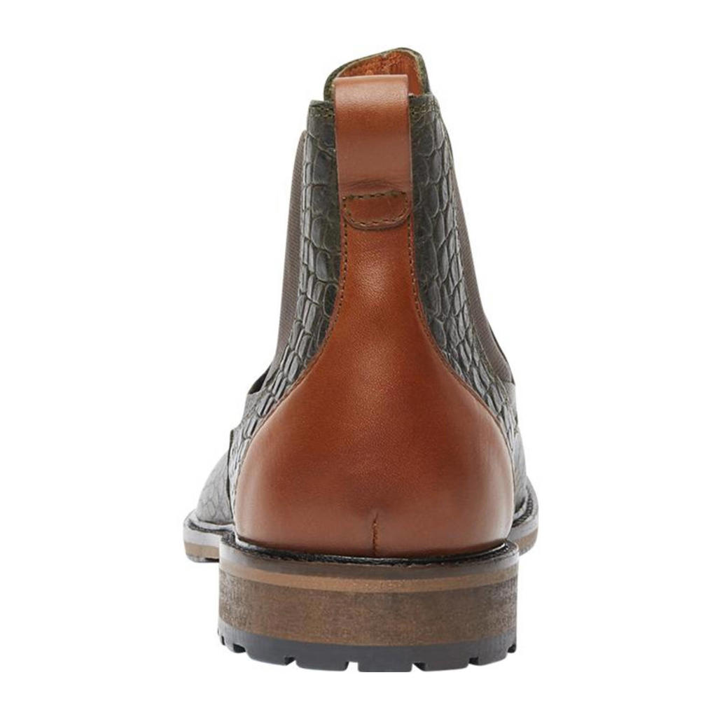 Van Lier Henry leren chelsea boots met crocoprint groen | wehkamp