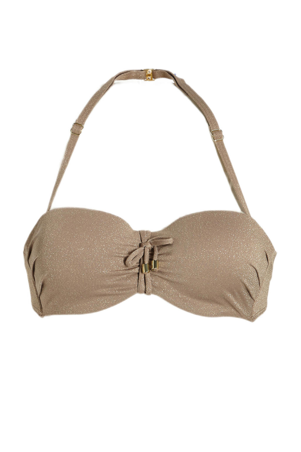 Cyell voorgevormde strapless bandeau bikinitop Sunset Sparkle met lurex goud | wehkamp