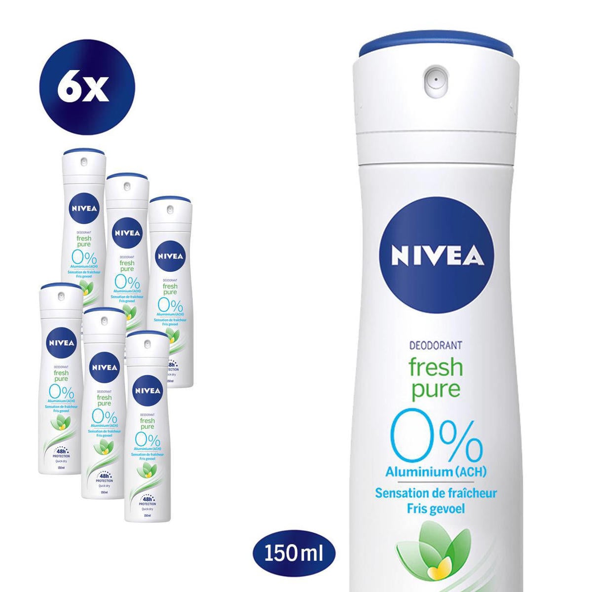 NIVEA Pure & Natural Jasmine deodorant spray - 6 x 150 ml ...
