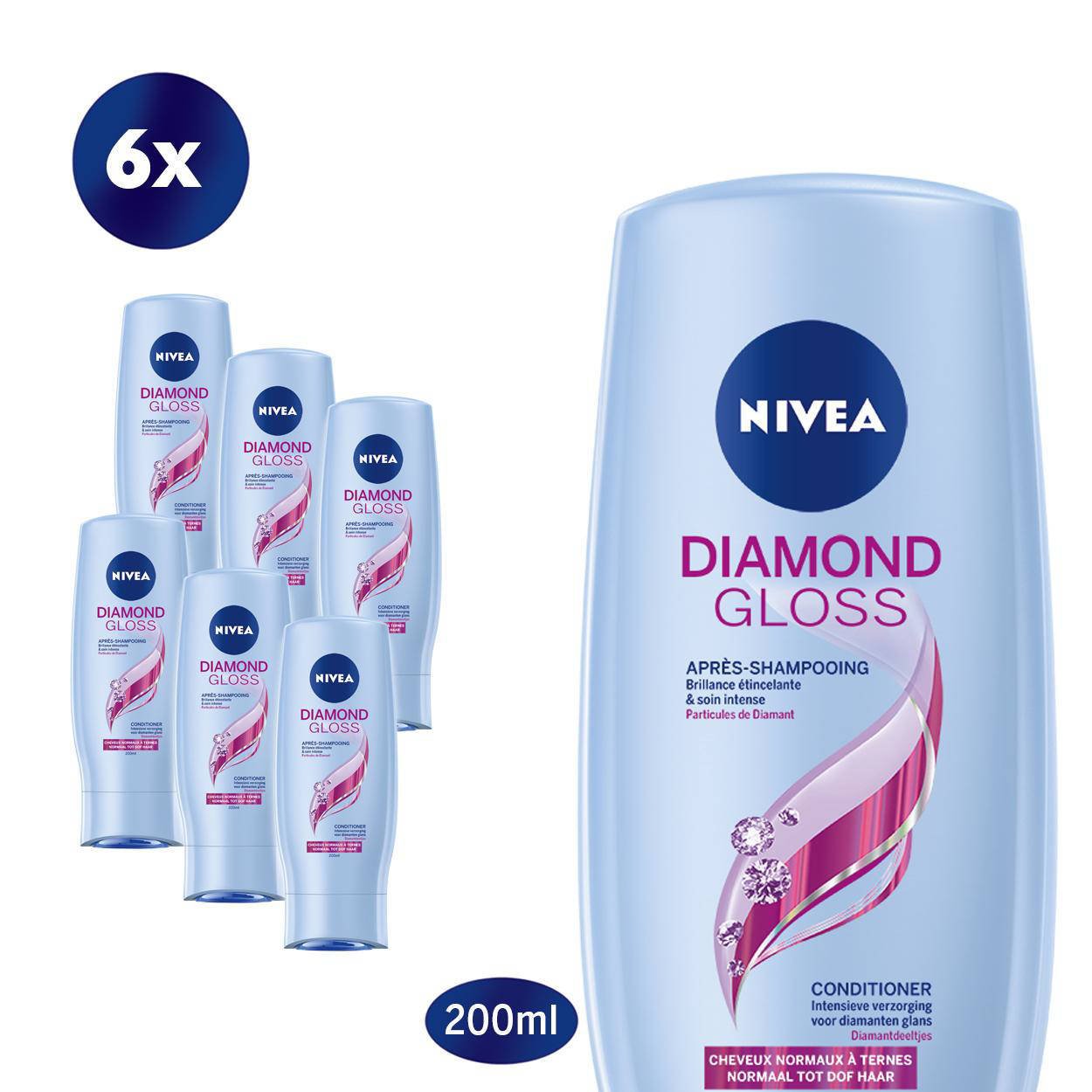 NIVEA Diamond Gloss Care conditioner - 6 x 200 ml - voordeelverpakking ...