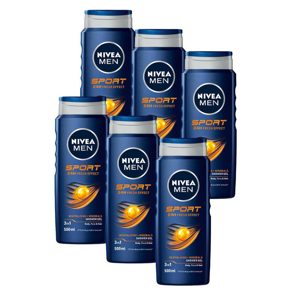 NIVEA MEN Sport douchegel 6 x 500 ml - voordeelverpakking | wehkamp