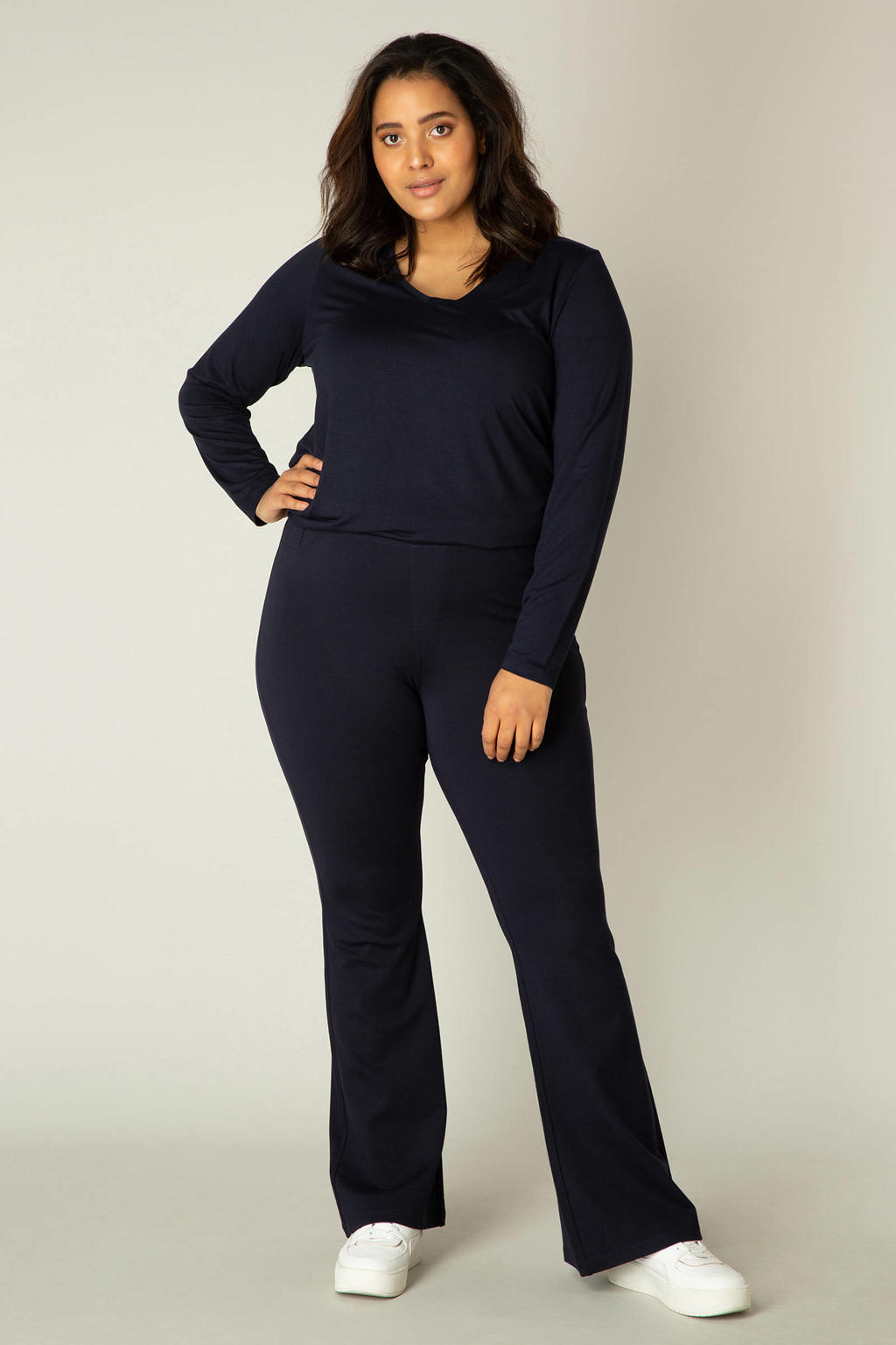 Base Level Curvy high waist flared tregging Allie donkerblauw | wehkamp