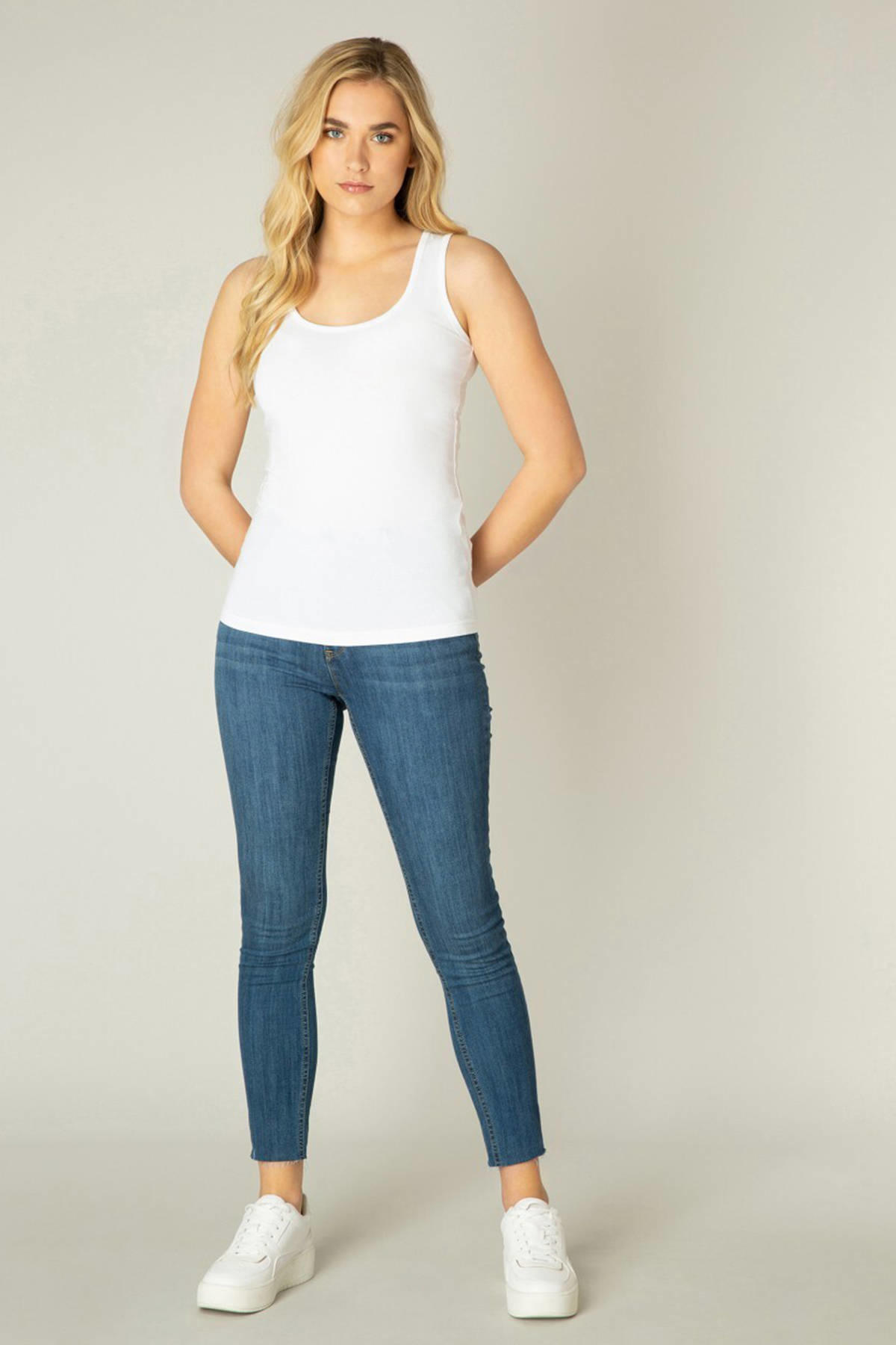 Base Level basic tricot singlet Yippie wit | wehkamp