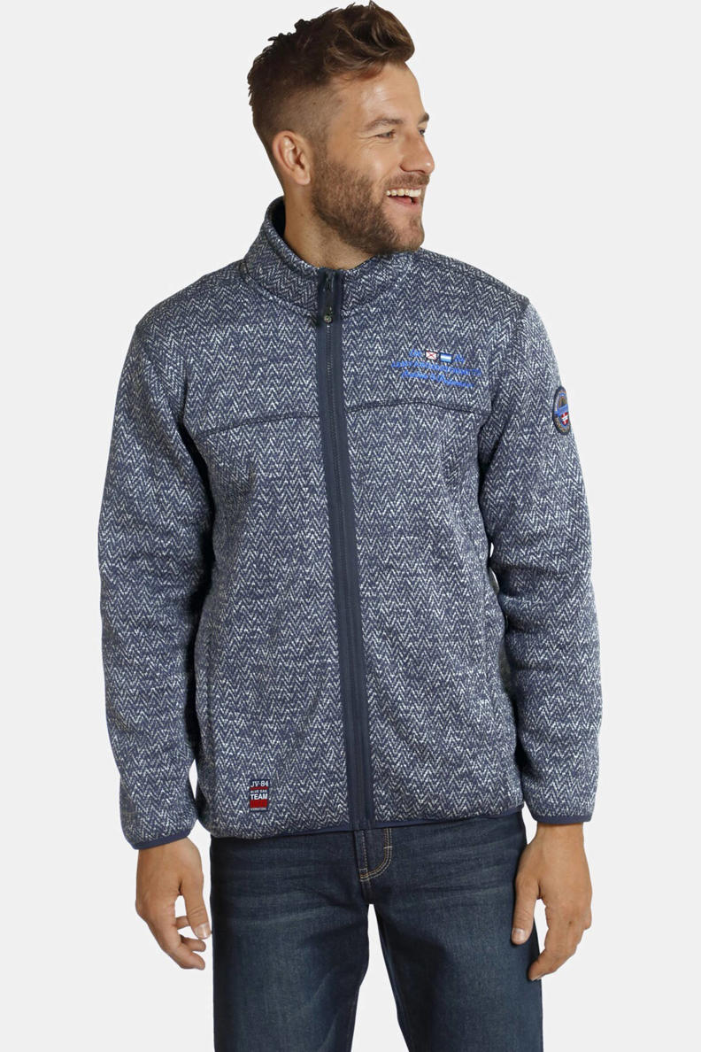 Jan Vanderstorm vest Plus Size met visgraat en borduursels donkerblauw ...