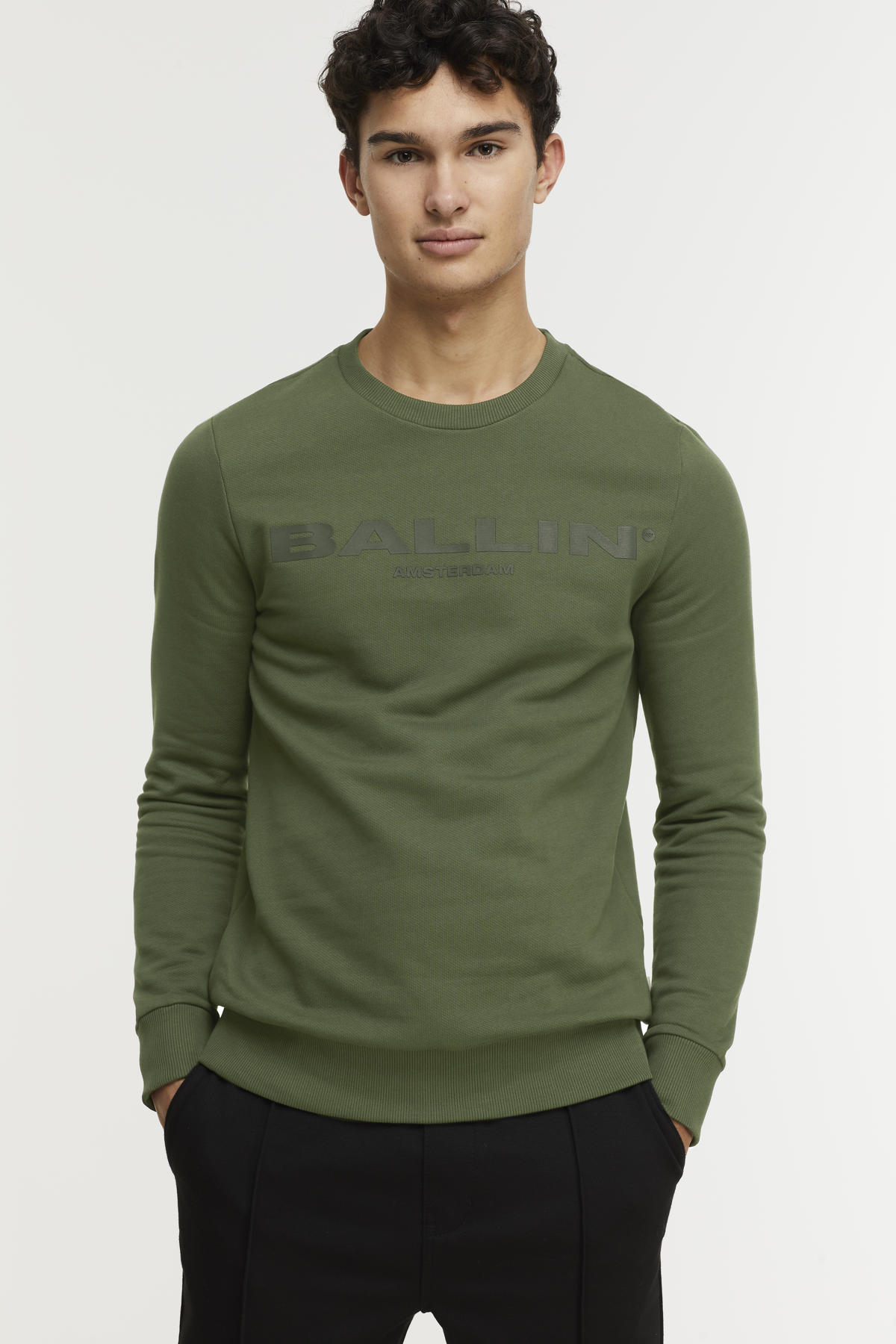 Ballin sweater van katoen dark army | wehkamp