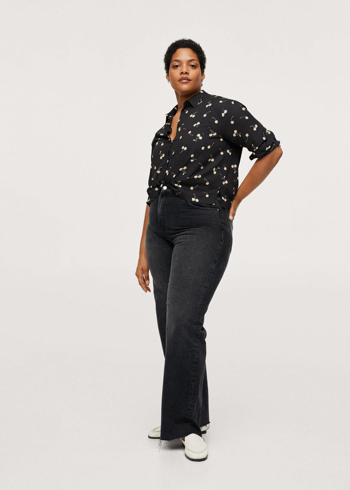 Mango Plus Size blouse met fruitprint zwart | wehkamp
