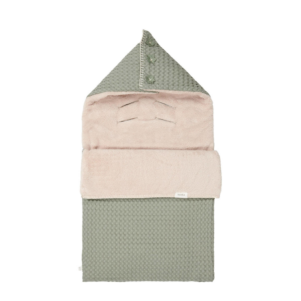Koeka Oslo teddy autostoel voetenzak shadow green/soft sand | wehkamp