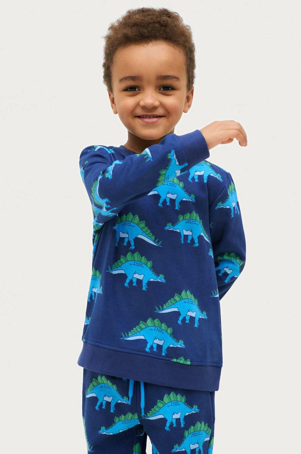 Ellos sweater Henry met all over print donkerblauw/blauw | wehkamp