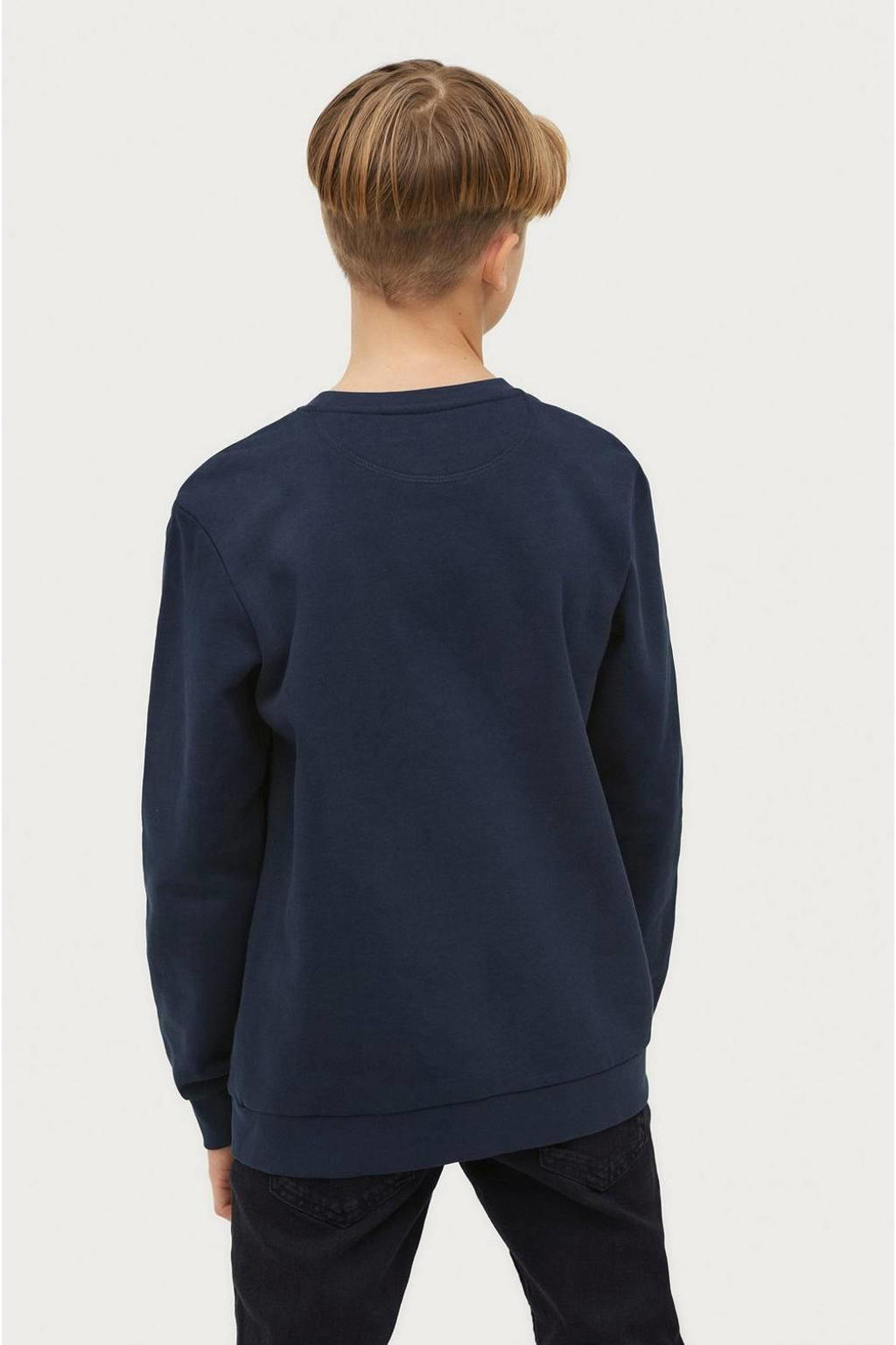 Ellos sweater Easton met printopdruk donkerblauw | wehkamp