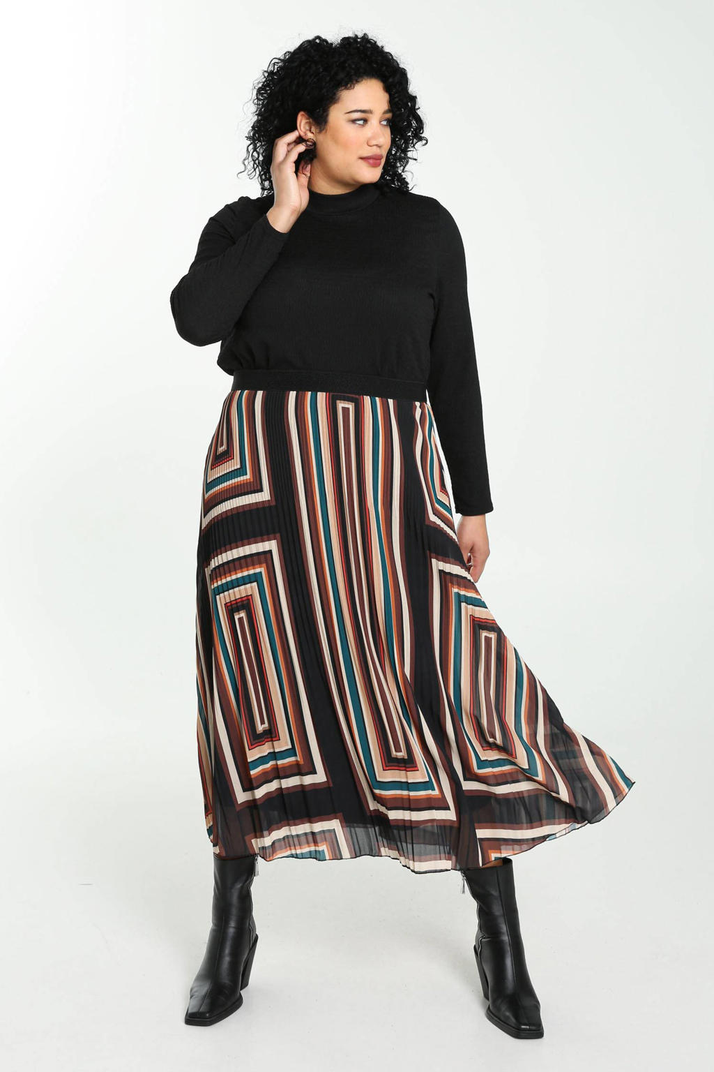 Paprika rok met all over print zwart/bruin | wehkamp