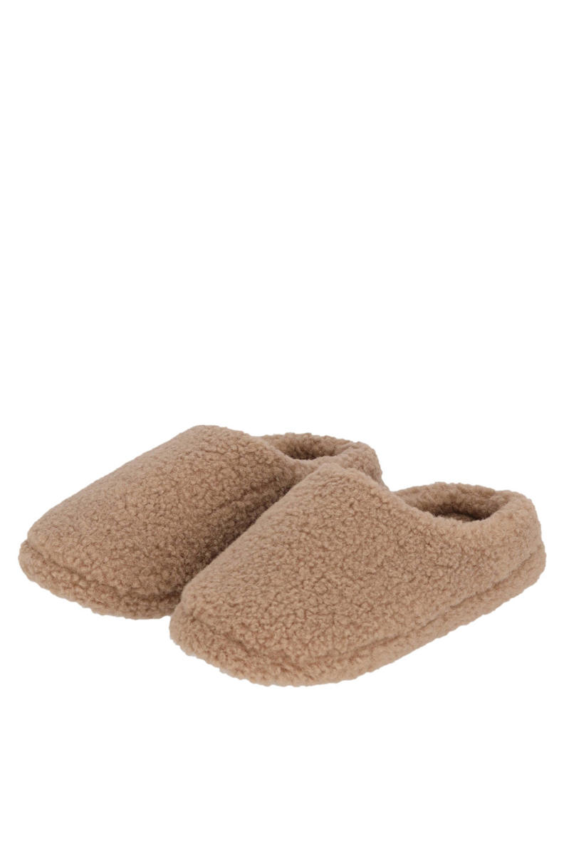 Apollo teddy pantoffles taupe | wehkamp