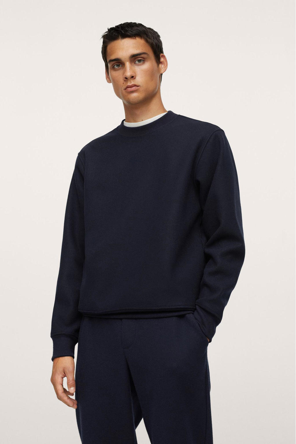Mango Man fleece sweater marine | wehkamp