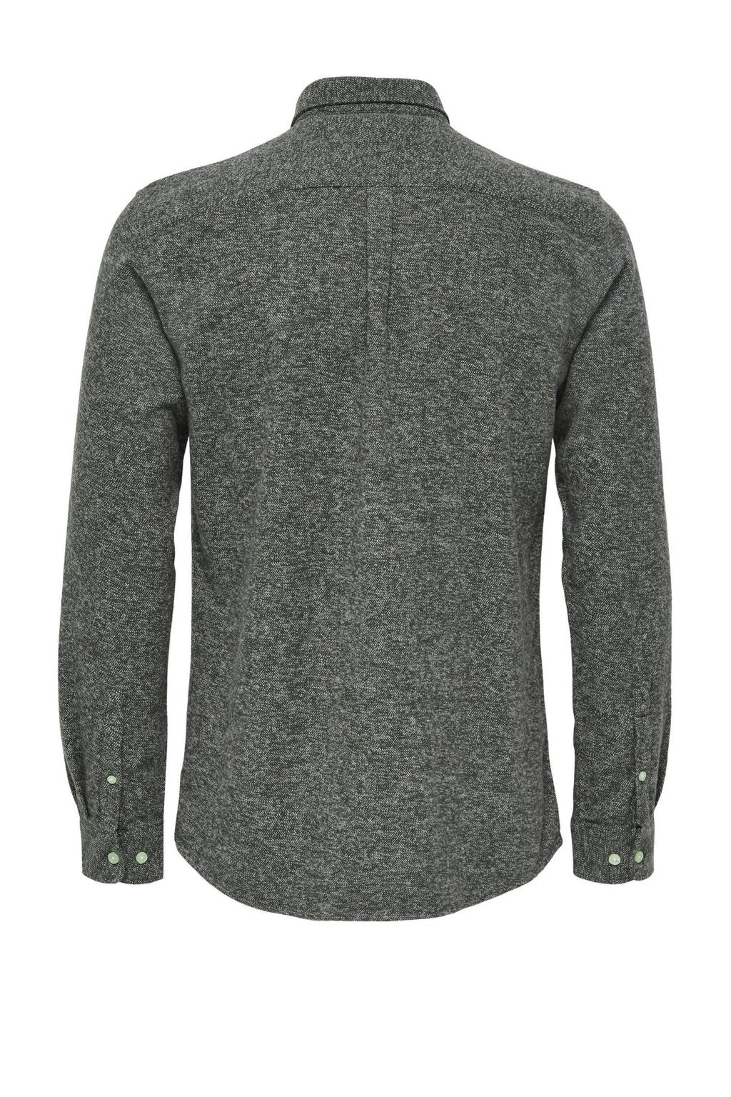 ONLY & SONS gemêleerd regular fit overhemd ONSMARCUS peat | wehkamp