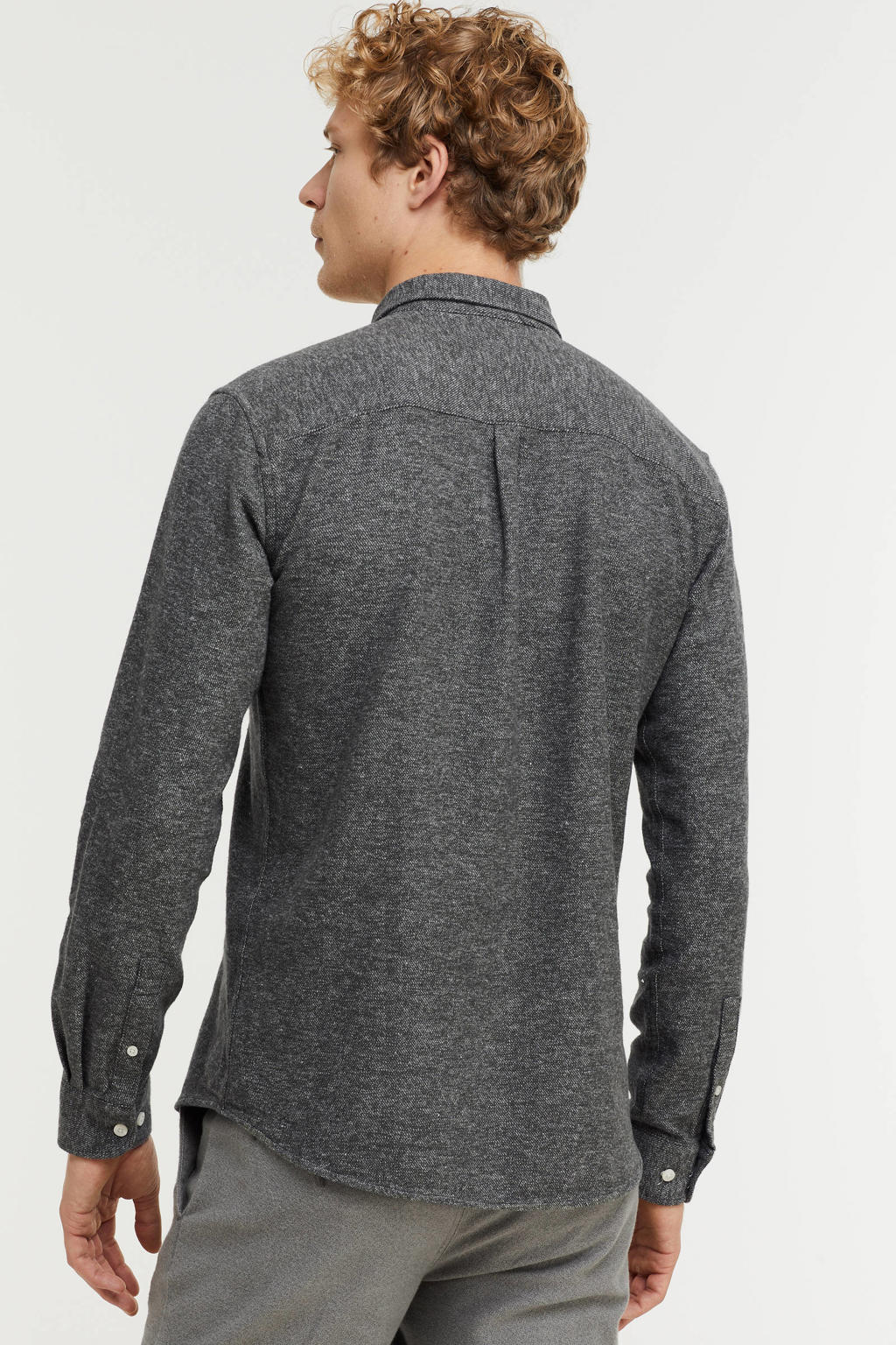 ONLY & SONS gemêleerd regular fit overhemd ONSMARCUS peat | wehkamp