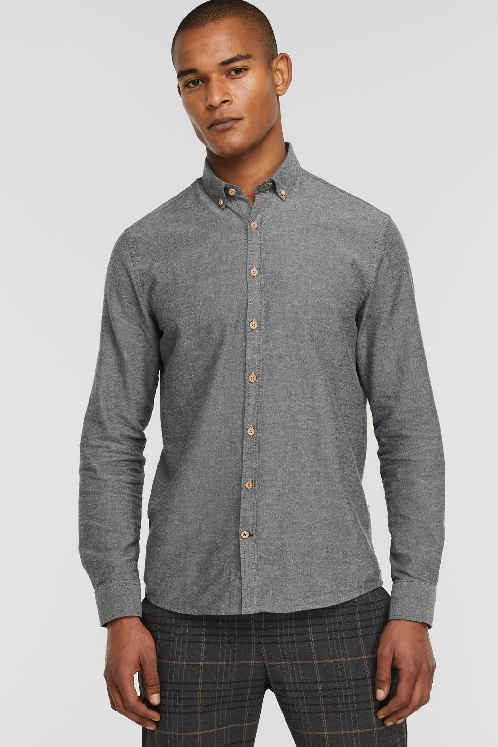 Kronstadt gemêleerd regular fit overhemd Johan Diego grey | wehkamp