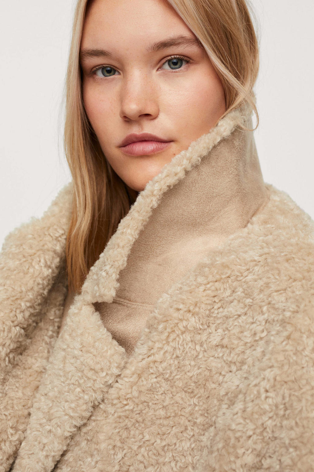 Mango Plus Size teddy jas beige | wehkamp