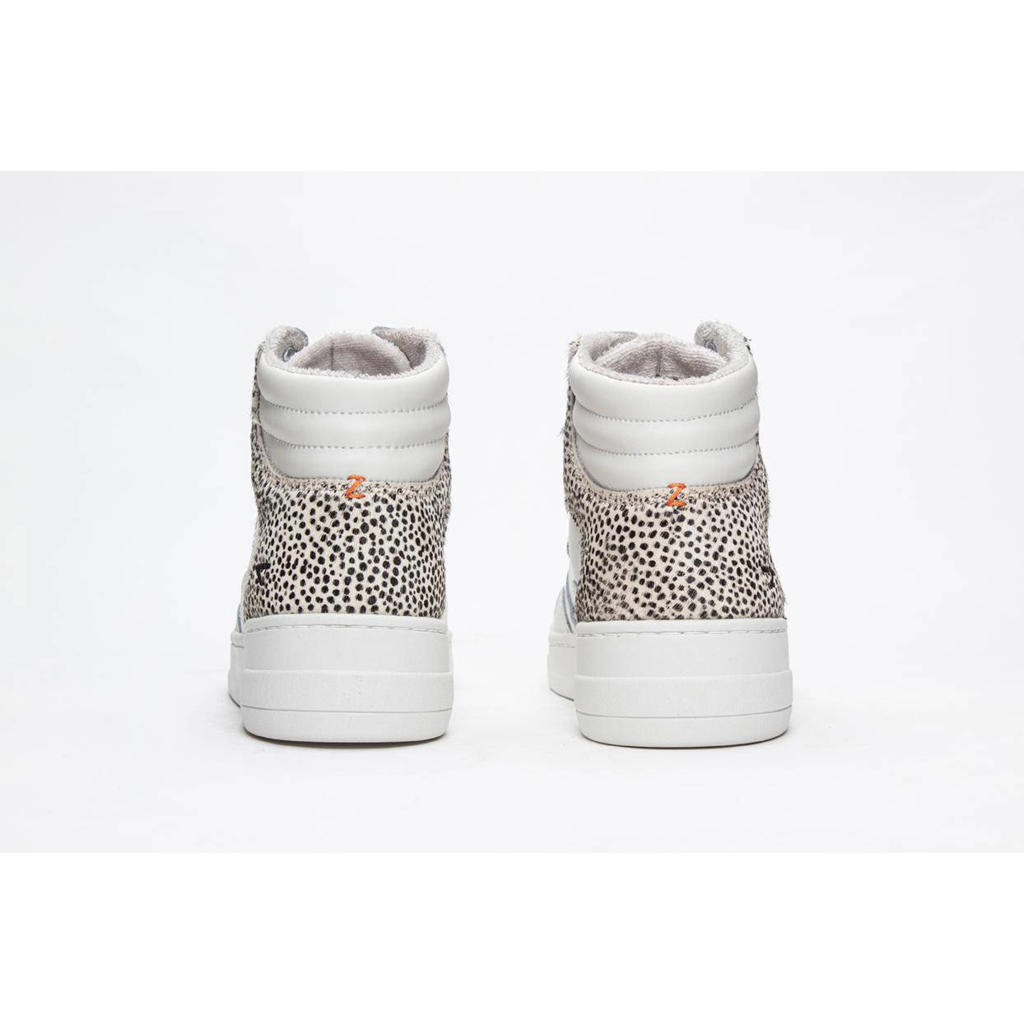 HUB Grip hoge leren sneakers met dierenprint wit/beige | wehkamp