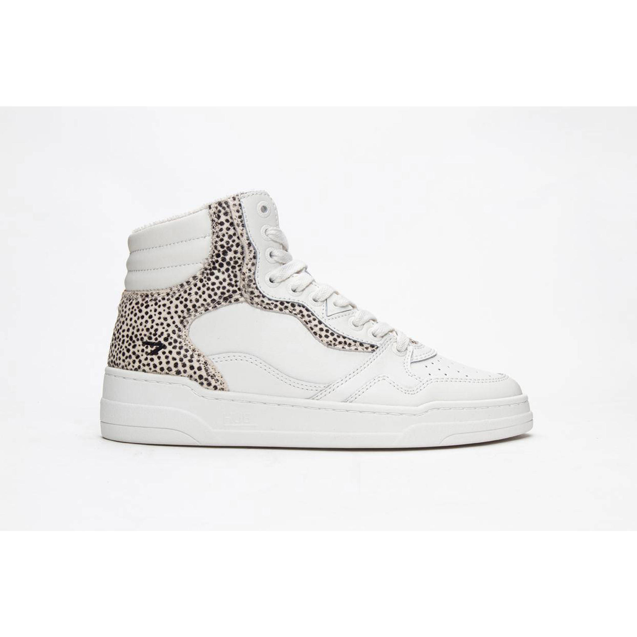 HUB Grip hoge leren sneakers met dierenprint wit/beige | wehkamp