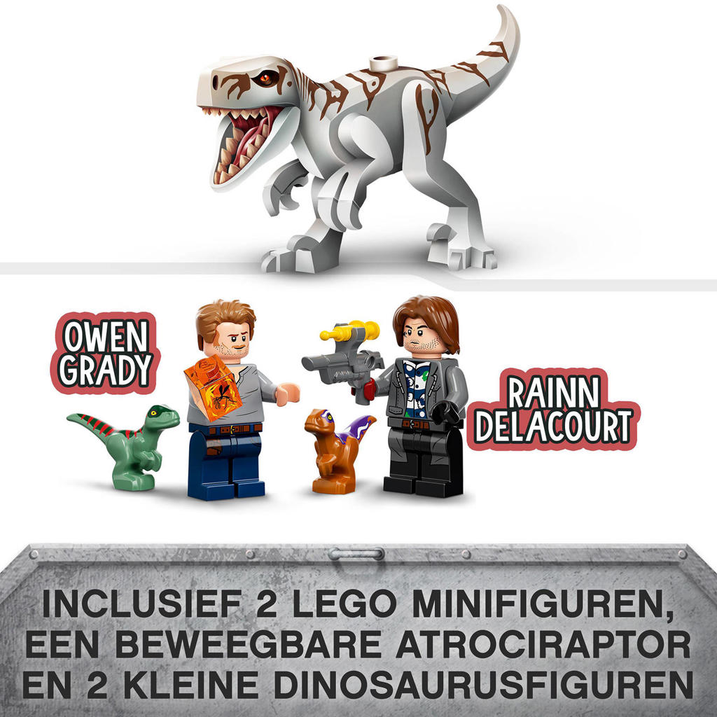 LEGO Jurassic World Atrociraptor dinosaurus motorachtervolging 76945 ...