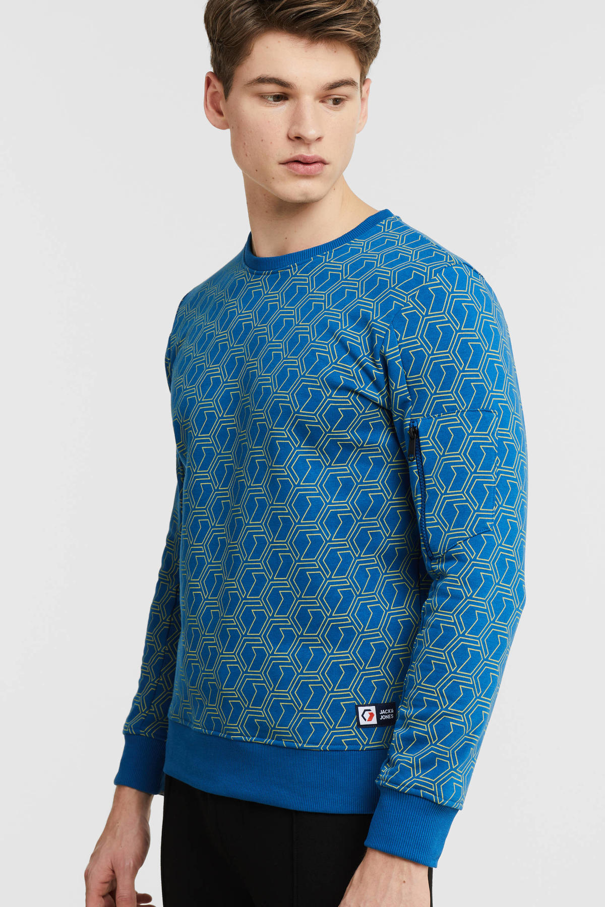 JACK & JONES CORE sweater JCOLOGAN met all over print snorkel blue ...