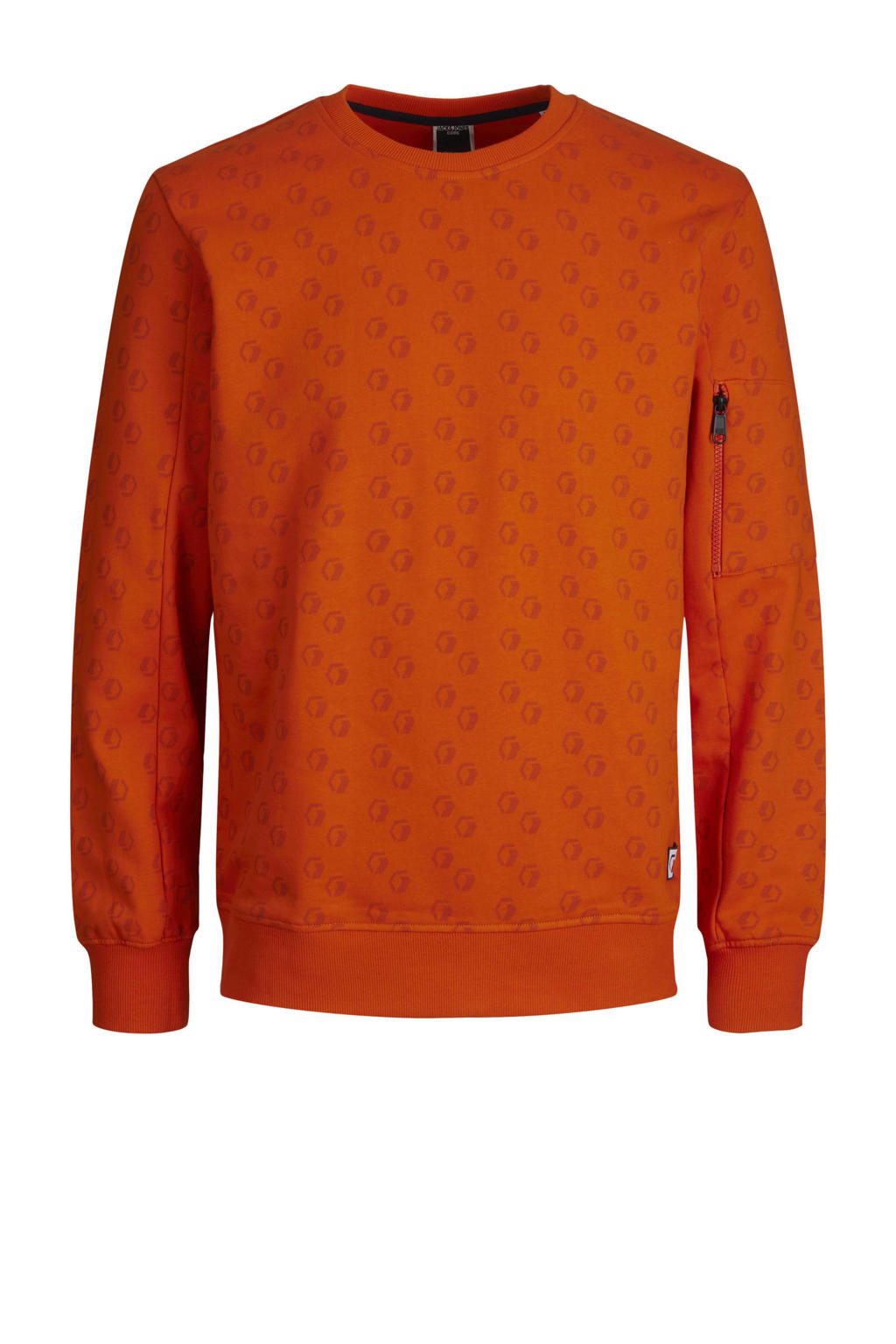JACK & JONES CORE sweater JCOLOGAN met all over print tangerine tango ...