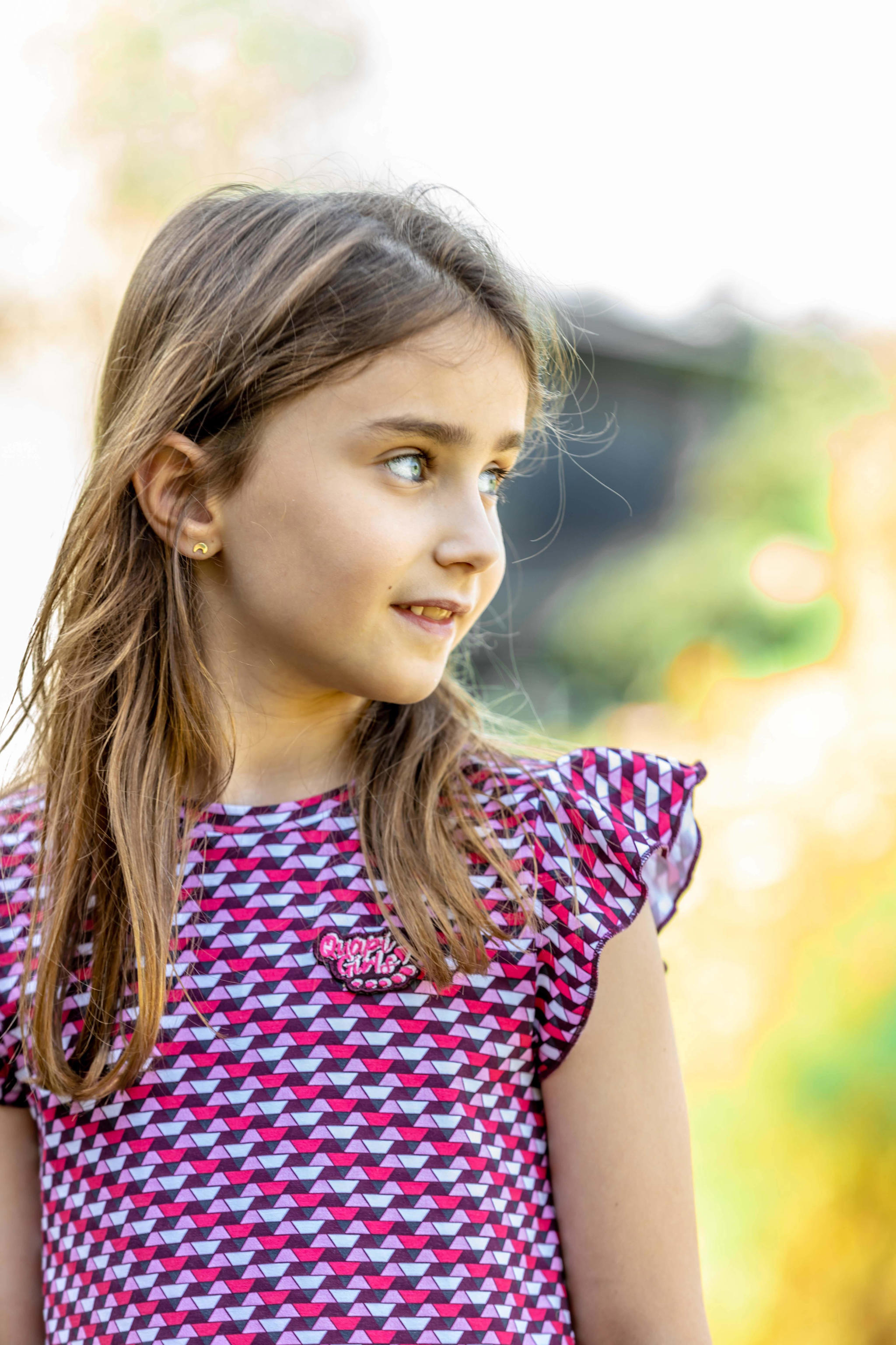 Quapi Girls jurk Mac met all over print en volant donkerroze/lila | wehkamp