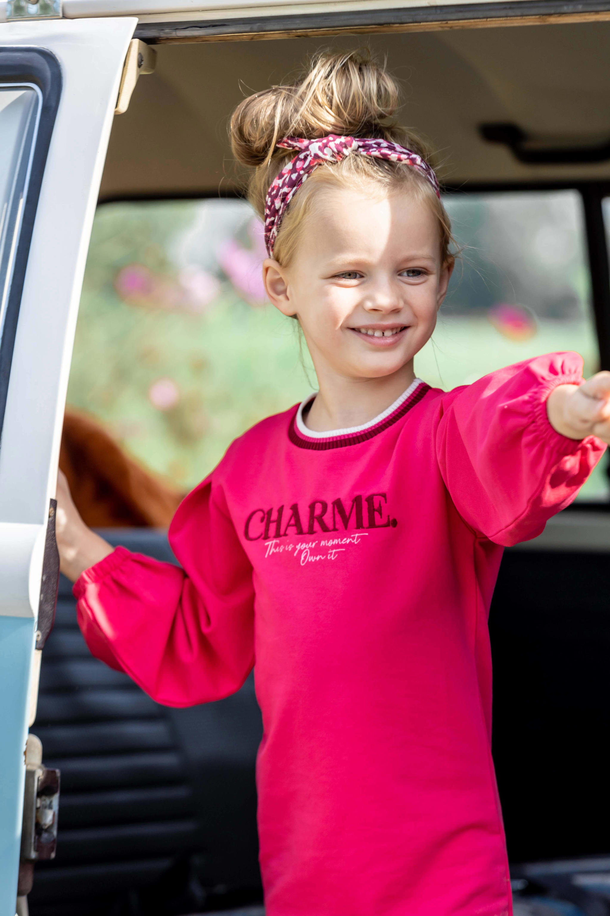 Quapi Girls sweatjurk Mabel met tekst fuchsia | wehkamp