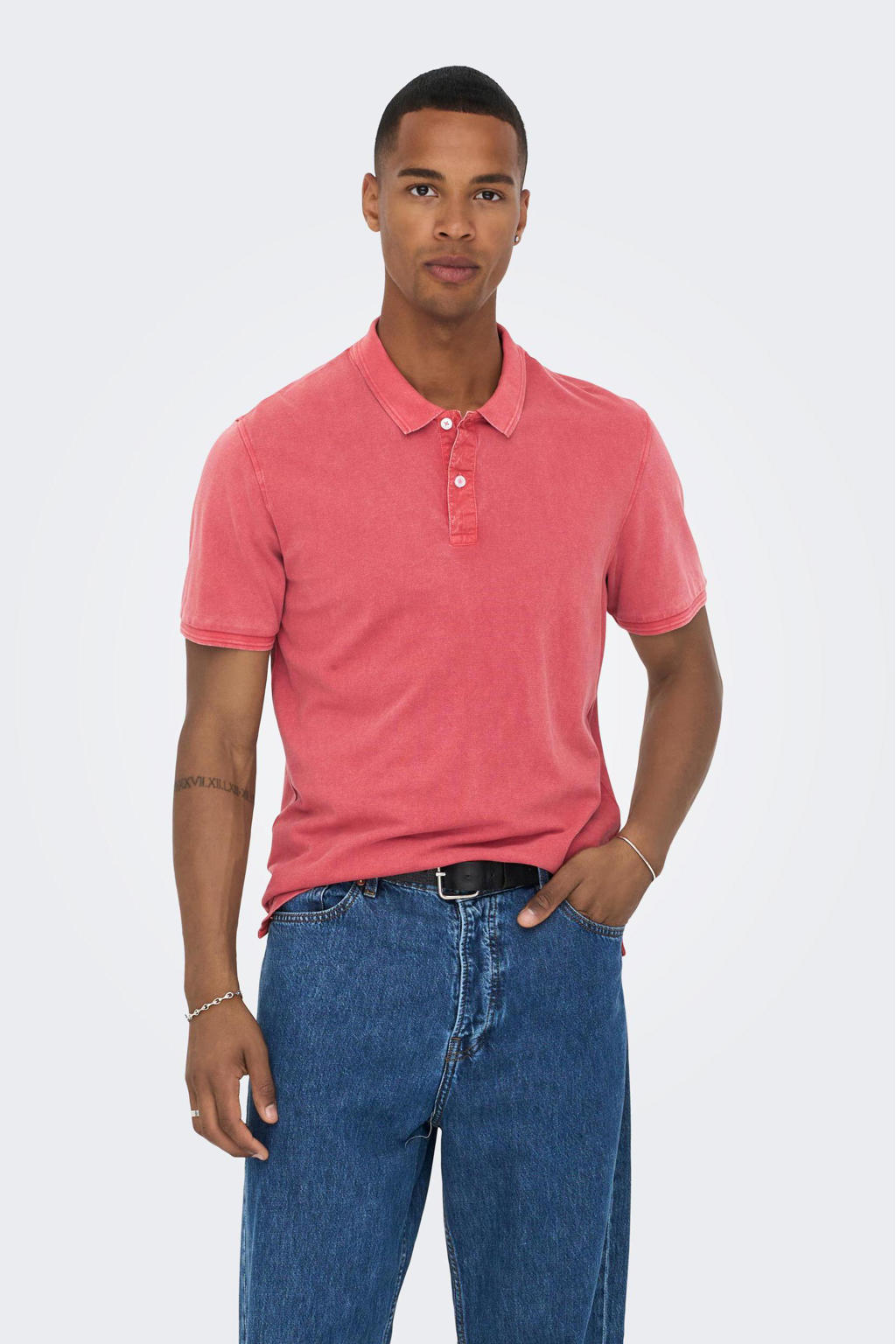 ONLY & SONS slim fit polo ONSTRAVIS rococco red | wehkamp
