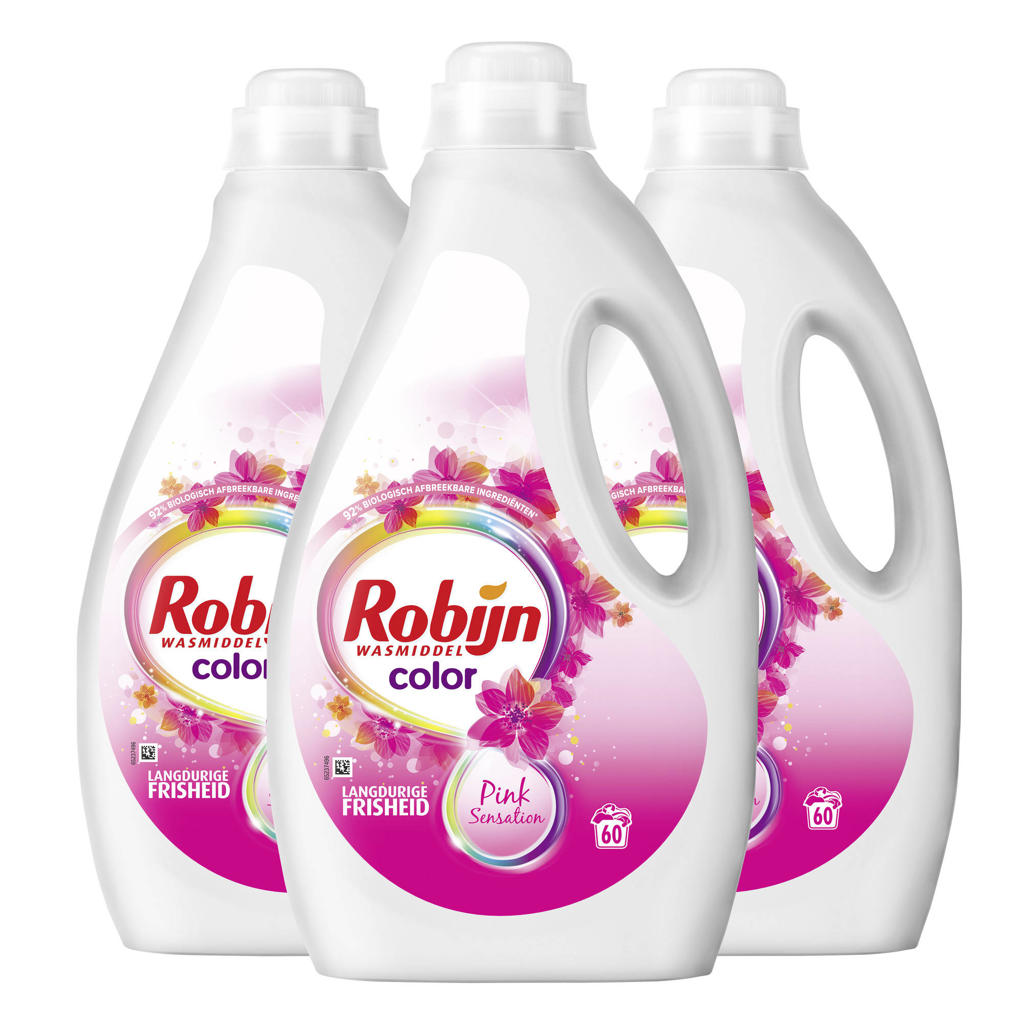 Robijn vloeibaar wasmiddel Color Pink Sensation - 3 x 60 wasbeurten ...