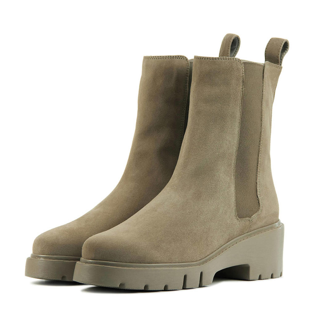 Unisa Josto suède chelsea boots taupe | wehkamp