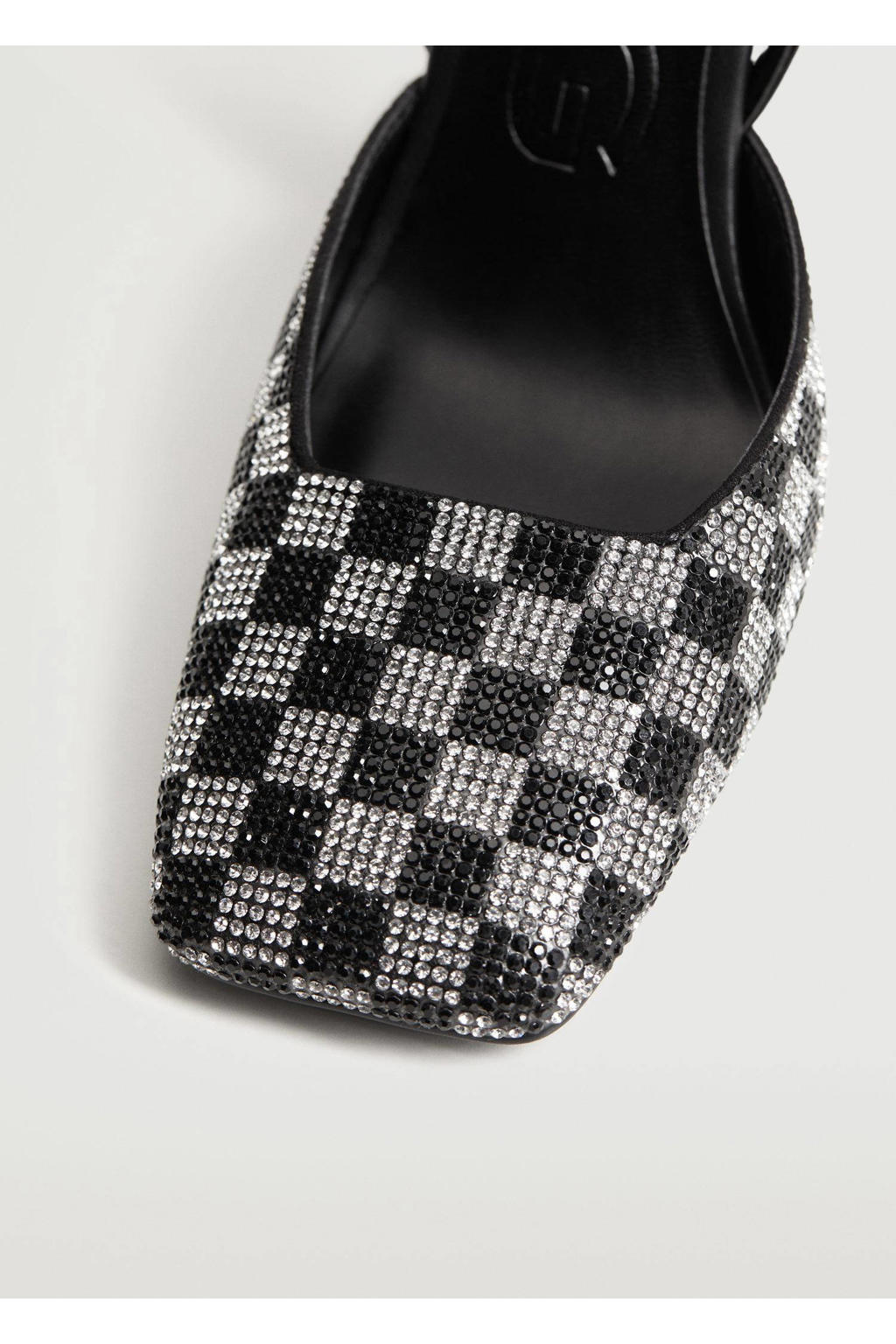 Mango slingback pumps met strass steentjes zwart/zilver | wehkamp